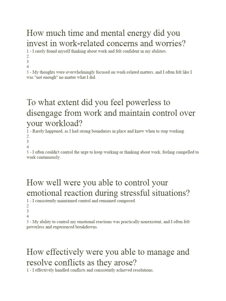 Burnout Assessment | Download Free PDF | Occupational Burnout | Thought