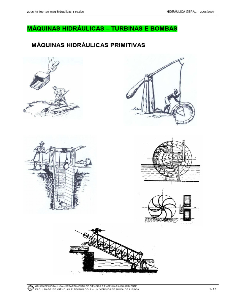 2006 H1 Teor 20 Maq Hidraulicas 1 R0 | PDF | Bomba | Mecânica de continuidade