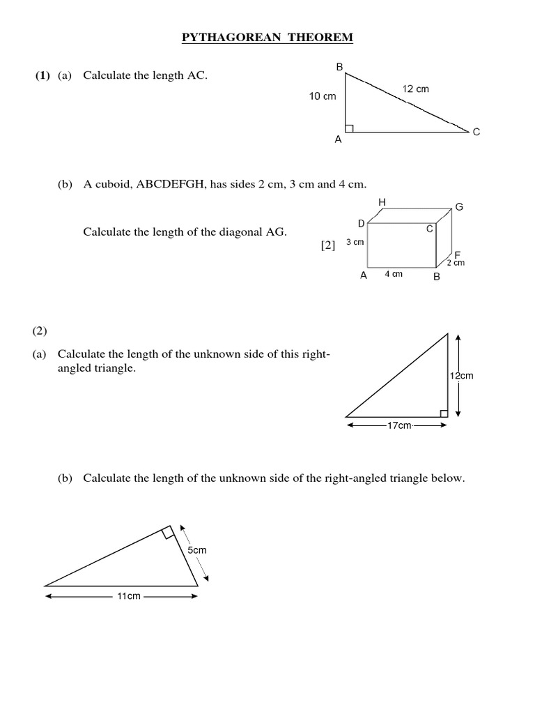 Pythagorean Theorem | PDF | Triangle | Length