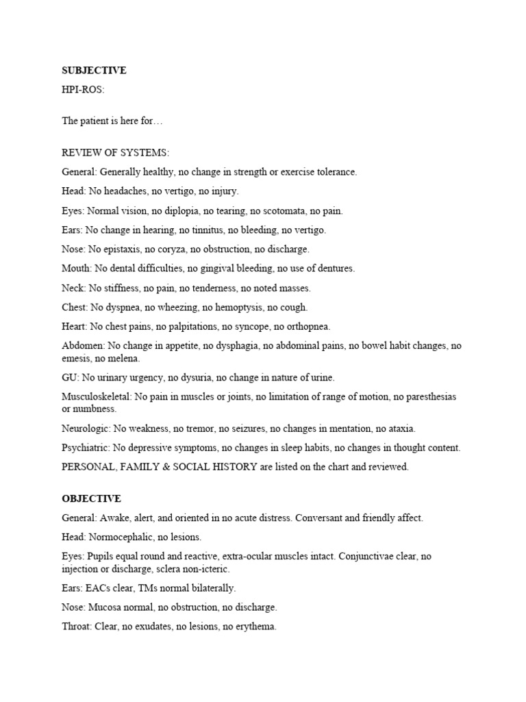 Dr. Hello Soap Notes Template | PDF | Vertigo | Pain