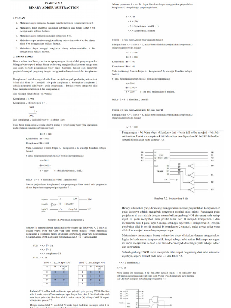 Modul 3 BINARY ADDER | PDF