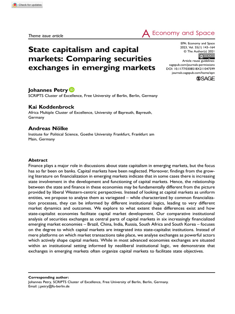 State Capitalism in Emerging Markets | PDF | Market (Economics ...