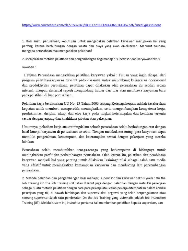 Contoh Tugas Manajemen SDM | PDF