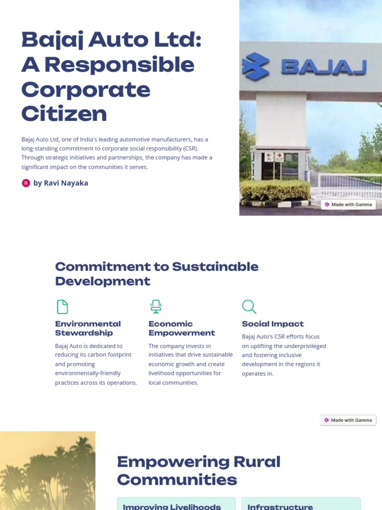 Bajaj Auto's CSR Initiatives Overview | PDF | Corporate Social ...