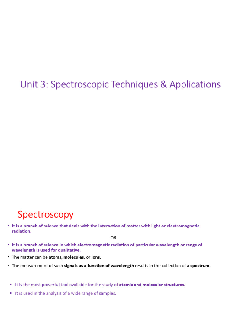 Spectroscopic Techniques Overview | PDF | Nuclear Magnetic Resonance ...