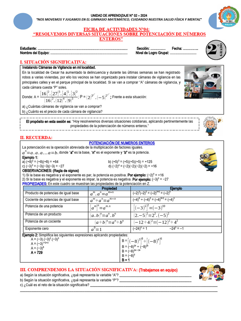 Ficha 4-2do-Ua2-2024 | PDF | Exponenciación | Matemáticas