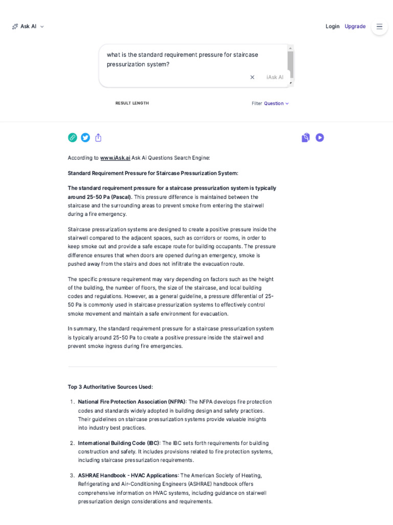 Iask Question What Is The Standard Requirement Pressure For Staircase Pressurization System ...