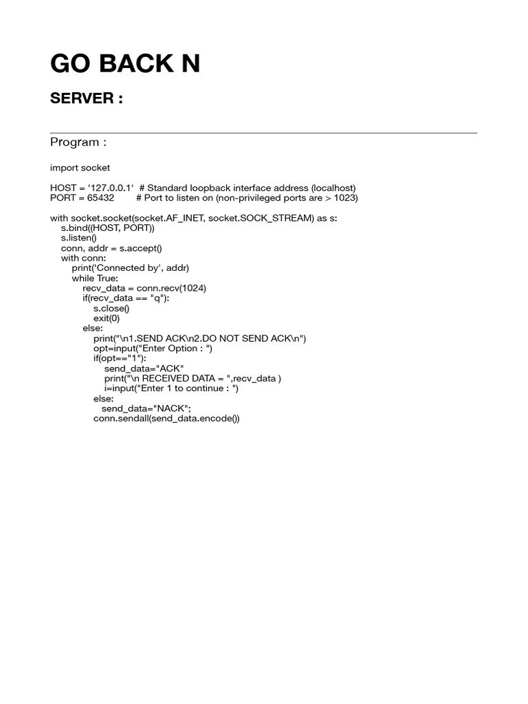 Go-Back-N Protocol Implementation | PDF