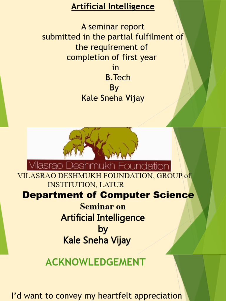 Ai Seminar Report Concepts Applications Pdf Artificial