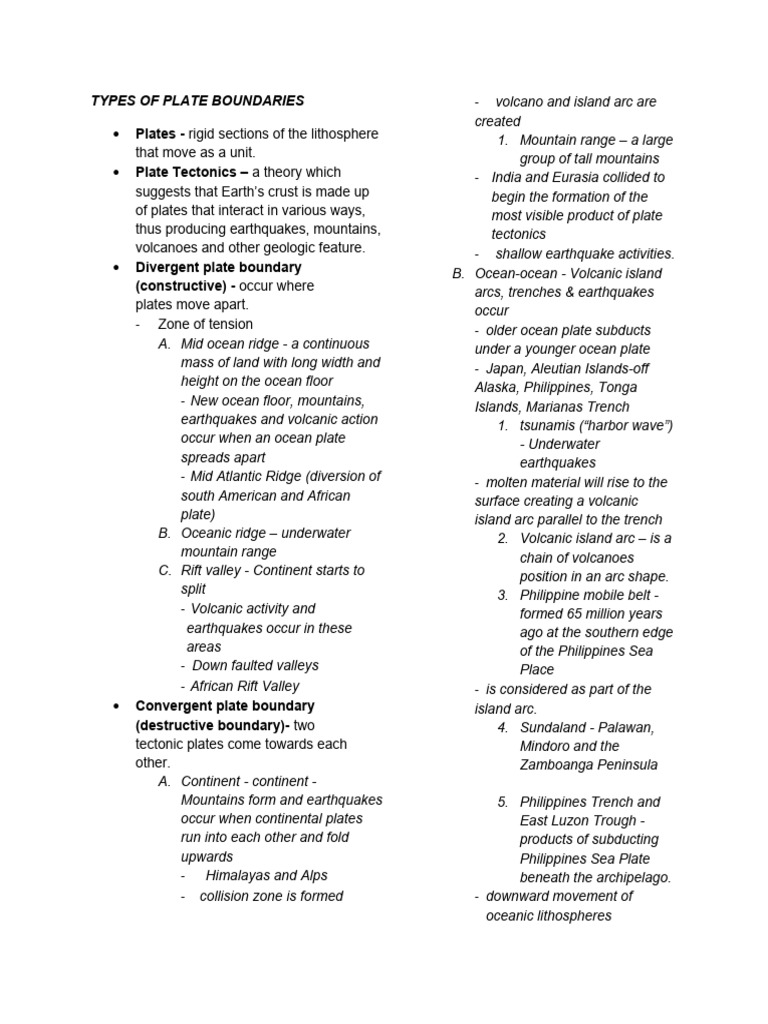 (Science) Types of Plate Boundaries | PDF | Plate Tectonics | Volcano