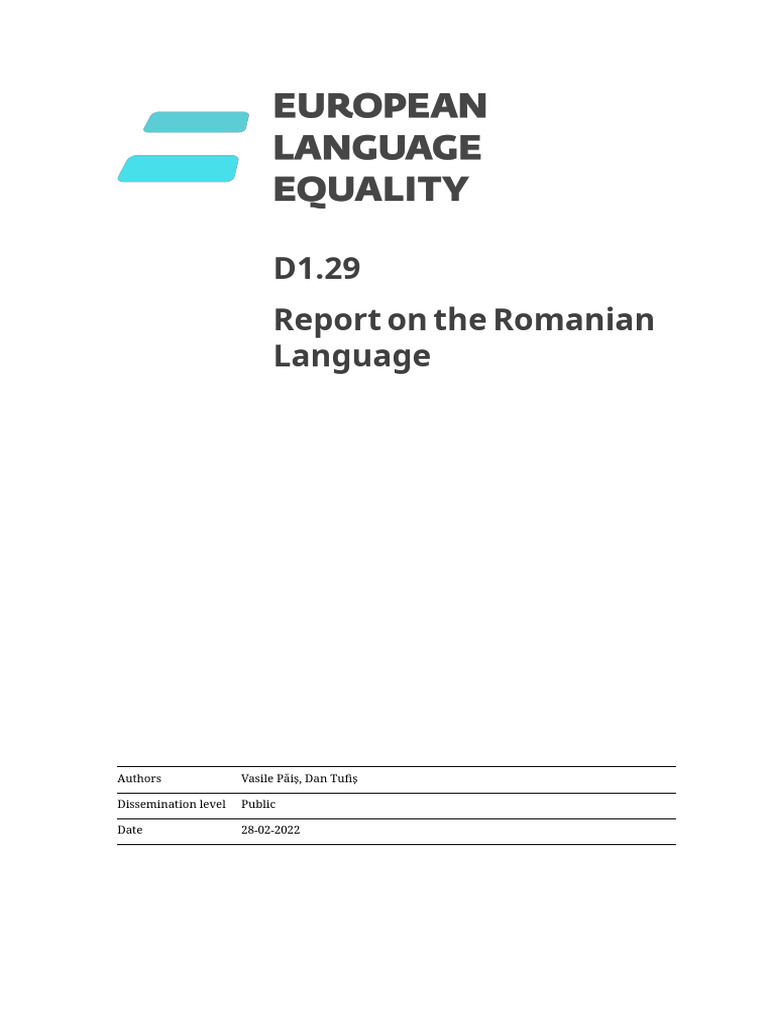 Ele Deliverable D1 29 Language Report Romanian Pdf Linguistics