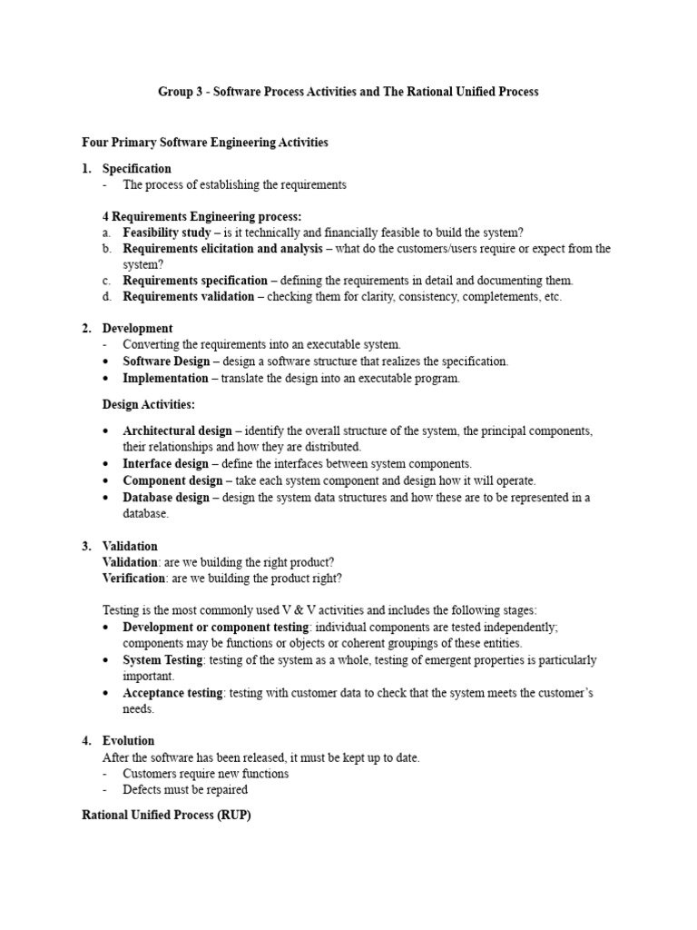 2.2, 2.3 Software Process Activities and The Rational Unified Process ...
