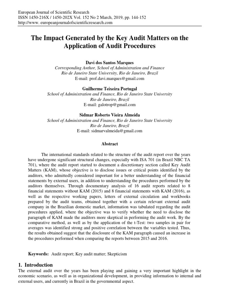 The Impact Generated by The Key Audit Ma | PDF | Auditor's Report | Audit