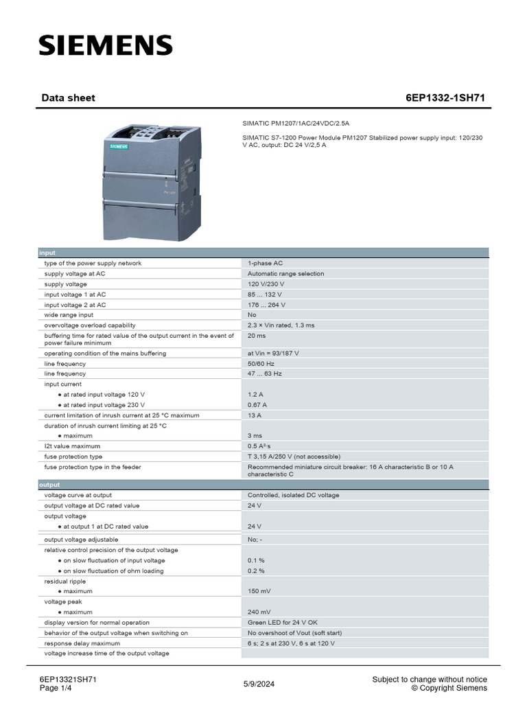SIEMENS POWER Mod Datasheet | PDF | Power Supply | Alternating Current
