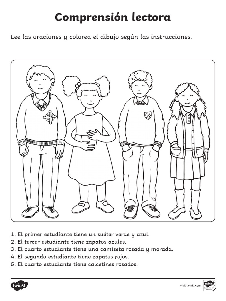 Fichas de Actividad Comprensión Lectora - Colorear Según Las Instrucciones | PDF | Rojo