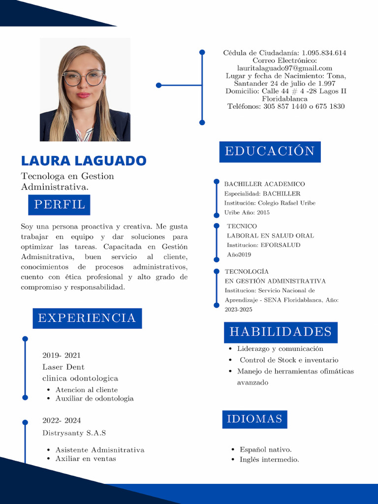 Hoja de Vida Profesional Azul | PDF