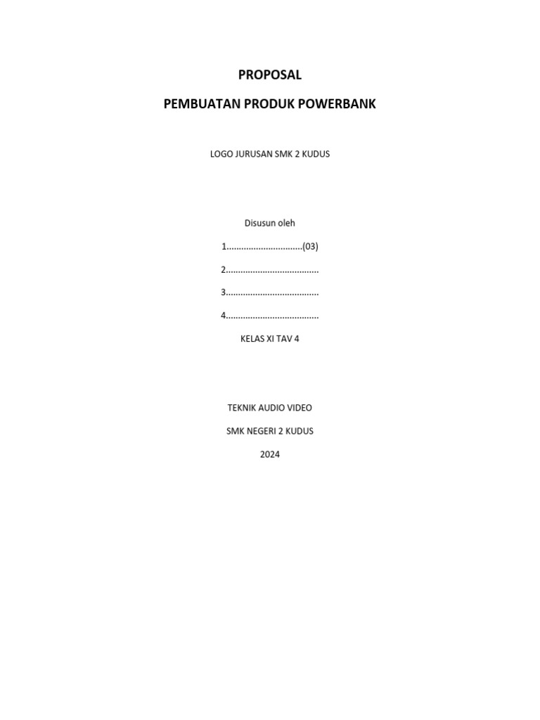 Proposal Pembuatan Powerbank SMK 2 Kudus | PDF | Griya & Taman | Komputer