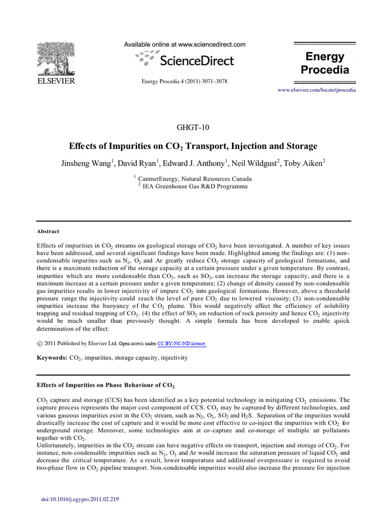 Effects of Impurities On CO2 Transport, Injection and Storage | PDF ...