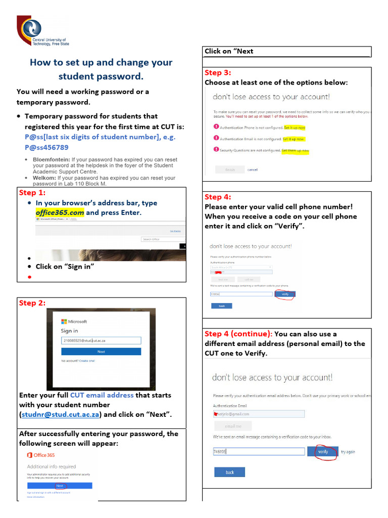 CUT Student Password Reset Guide | PDF | Password | Computing