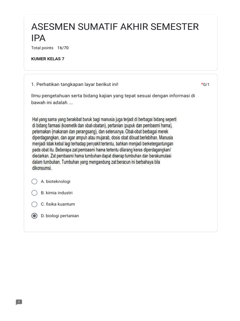 Asesmen Sumatif Akhir Semester Ipa | PDF
