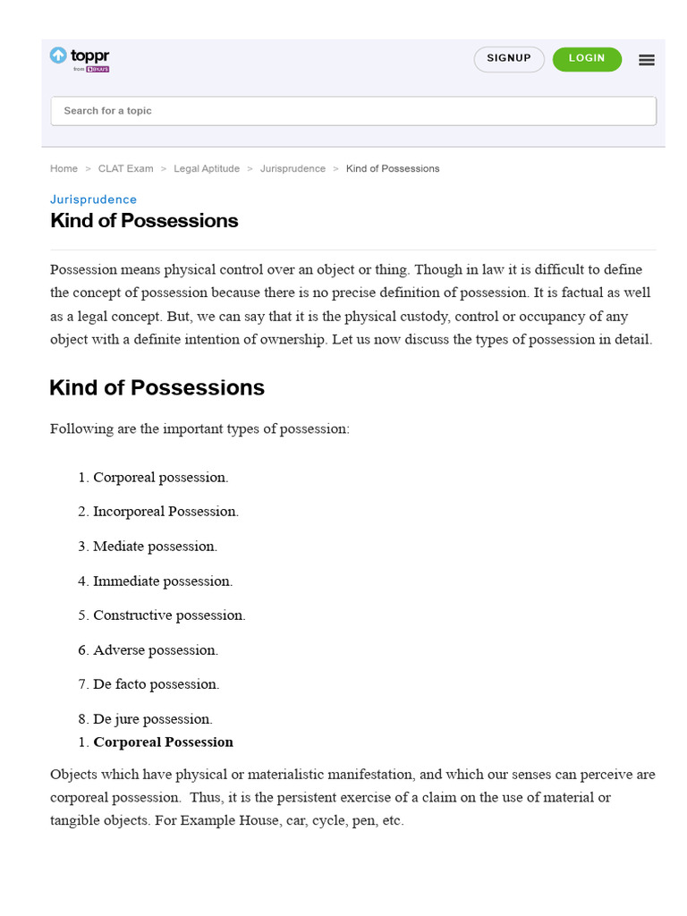 Possession Notes 2 by Topper | PDF | Adverse Possession | De Facto