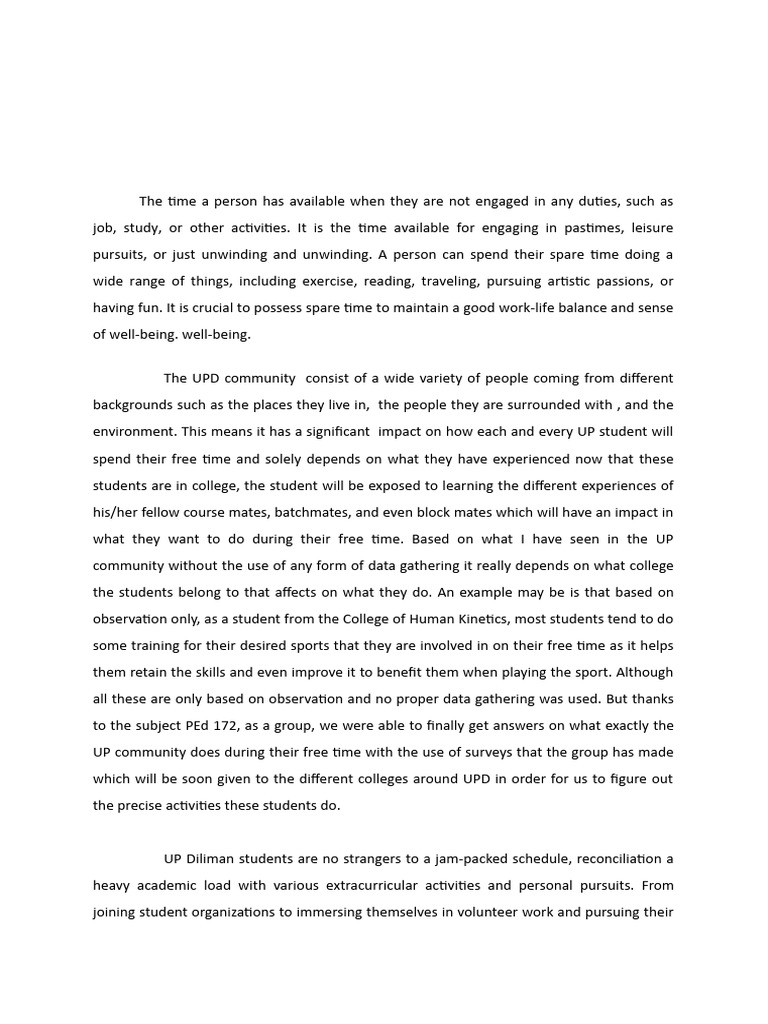 Community Recreation Paper | PDF | Leisure | Hobbies