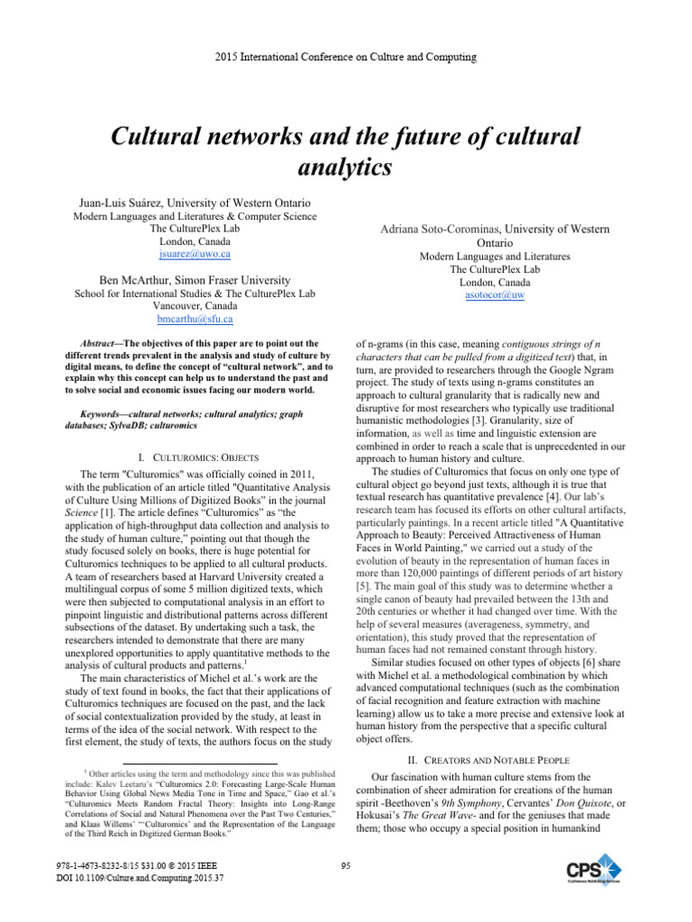 Cultural Networks and The Future of Cultural Analytics - Suarez | PDF ...