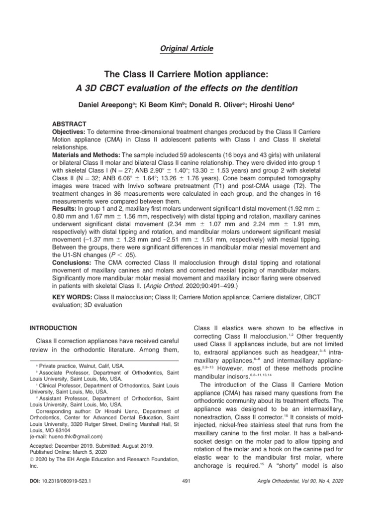 Areepong D The Class II Carriere Motion Appl | PDF | Orthodontics ...