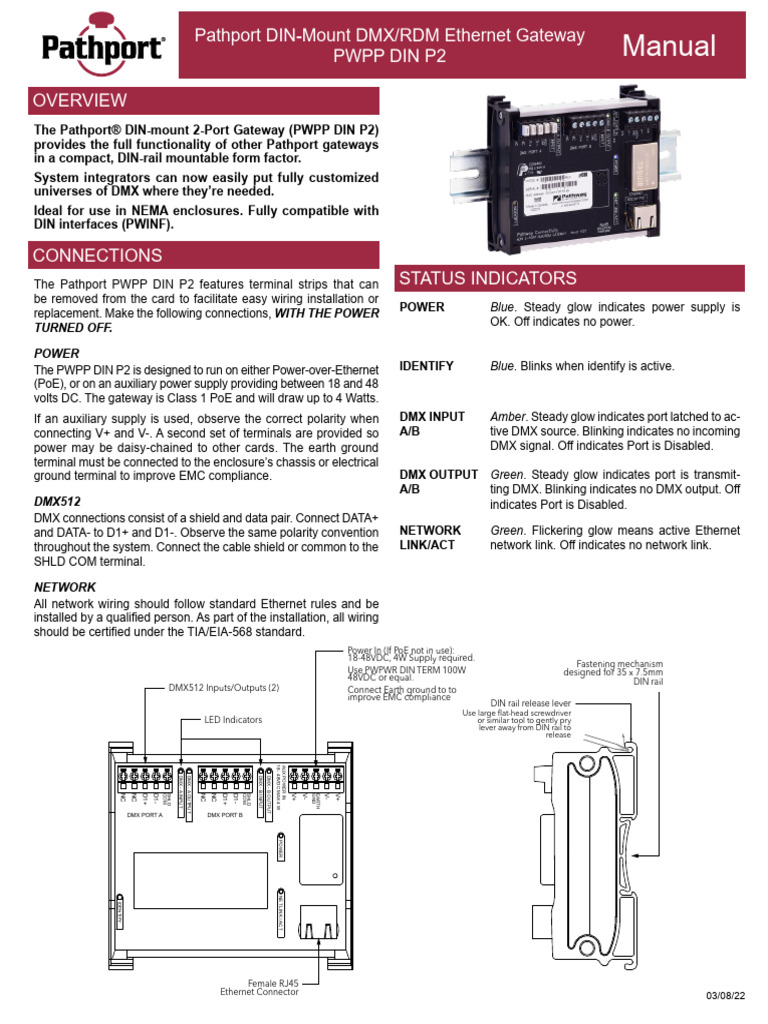 PWPP Pathport DIN Mount 2 Port Manual | PDF | Computer Networking | Network Architecture