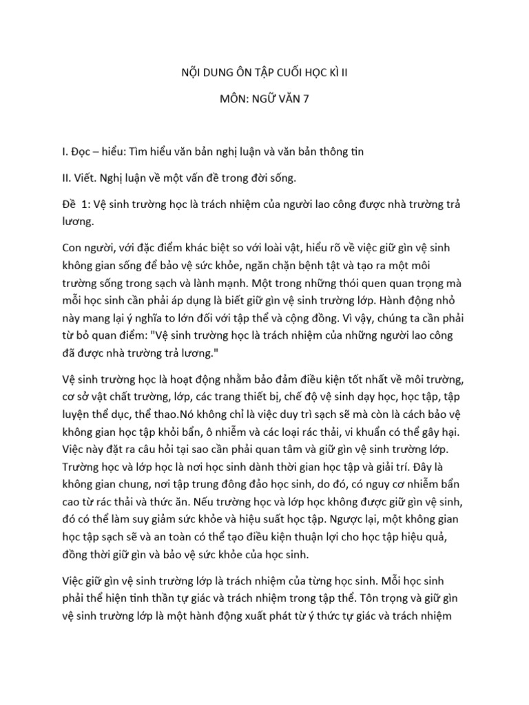 NỘI DUNG ÔN TẬP CUỐI HỌC KÌ II 2 | PDF
