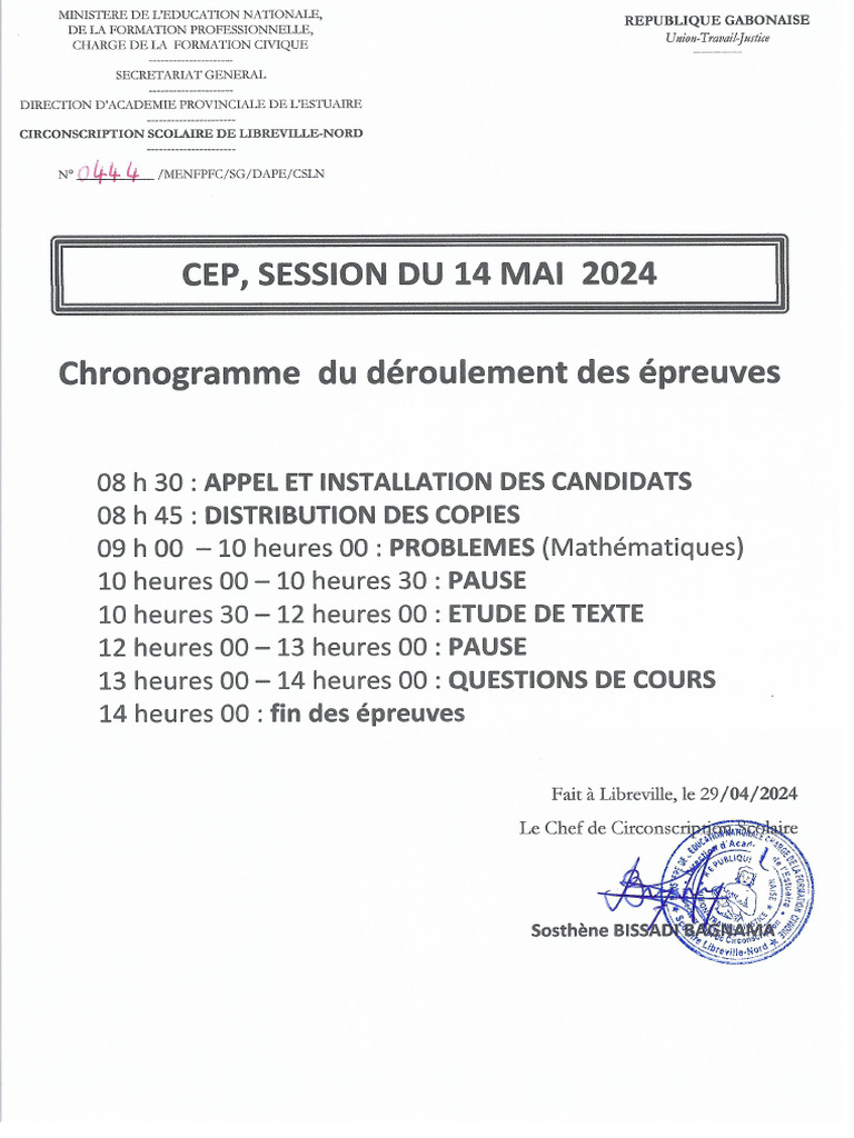 Chronogramme CEP 2024 | PDF