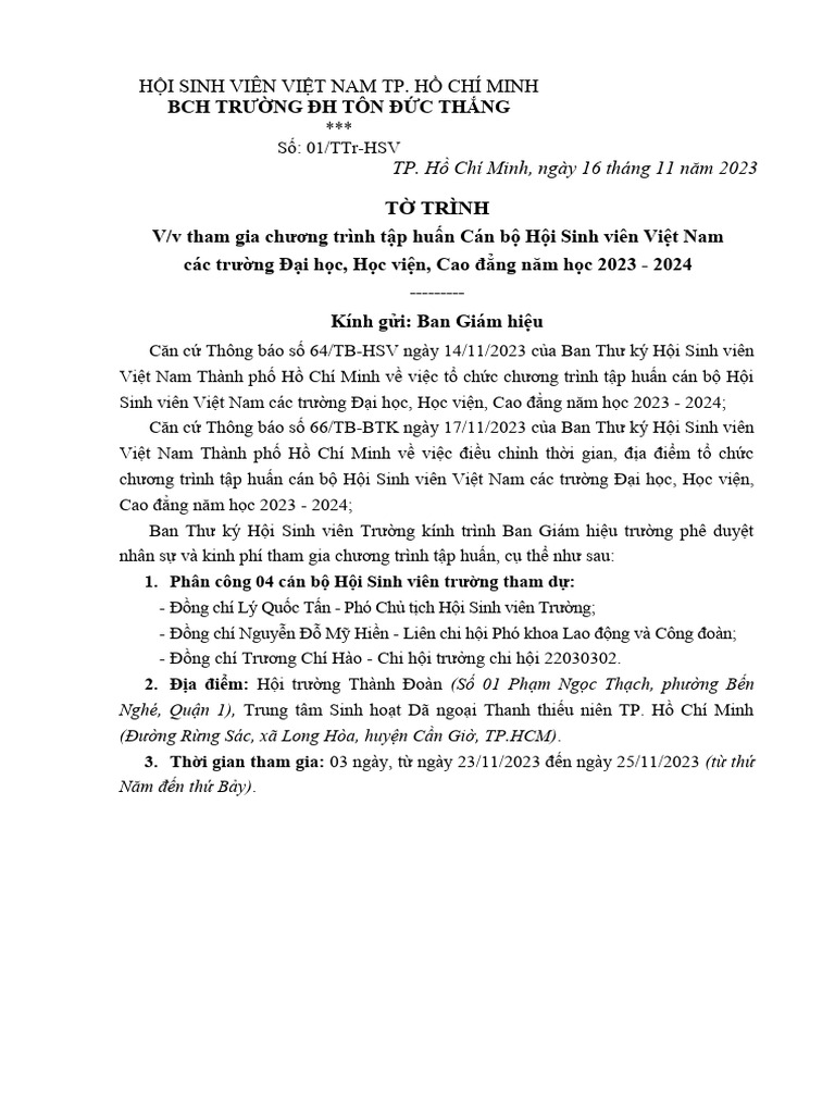 TTr01-Tập huấn BTK, LCH, CLB | PDF