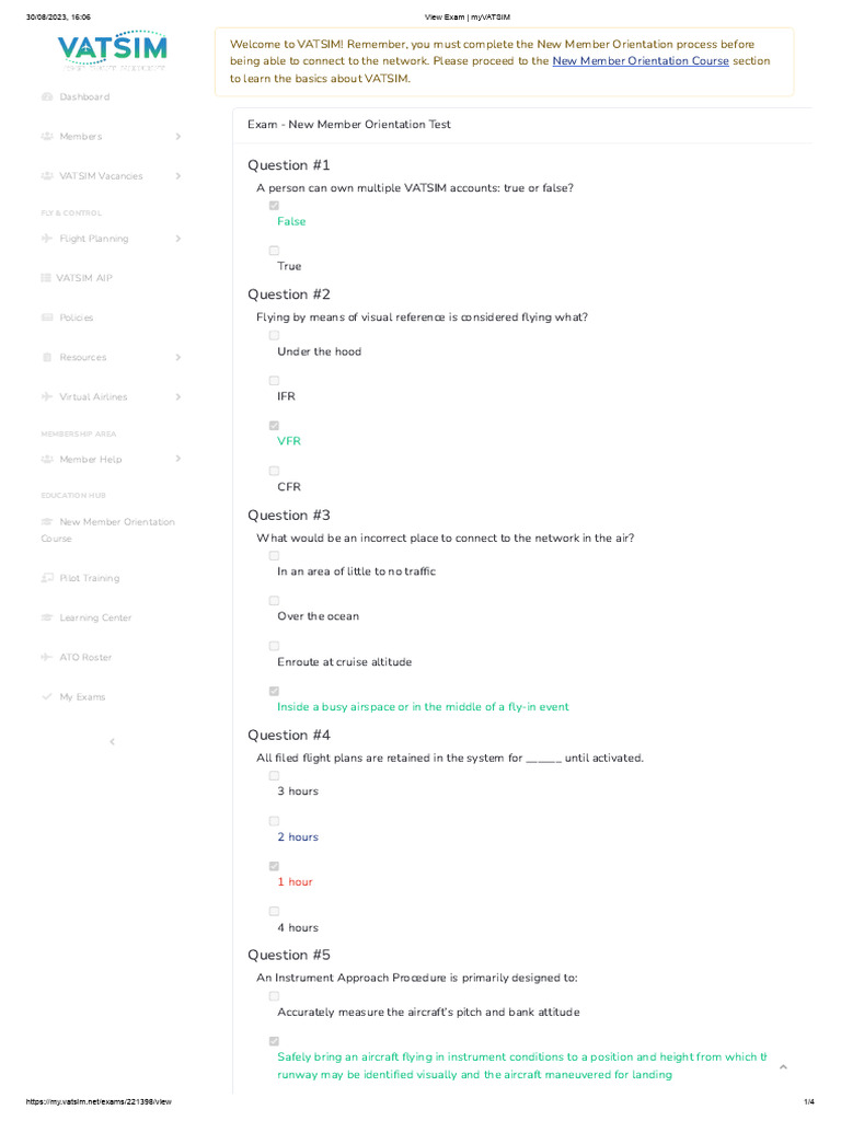 View Exam - myVATSIM Attempt One | PDF | Instrument Flight Rules | Air ...