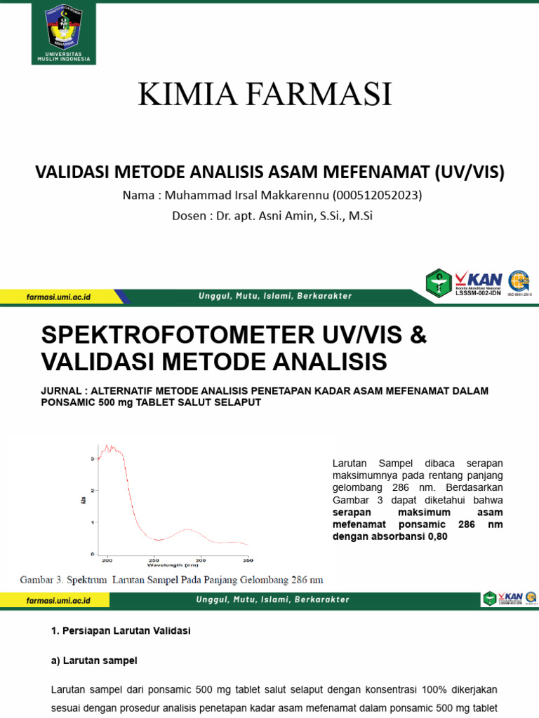 Validasi Metode UV/Vis Asam Mefenamat | PDF | Sains & Matematika