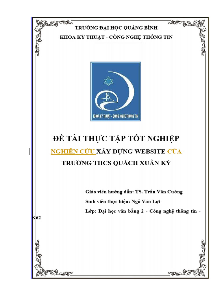 Thực Tập Tốt Nghiệp - Hoàng Văn Thành - CNTT - VB2 - K63 | PDF