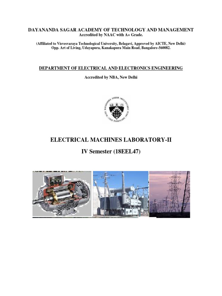 Electrical Machines Lab 2 Manual Final - RG | PDF | Electric Motor | Electric Generator