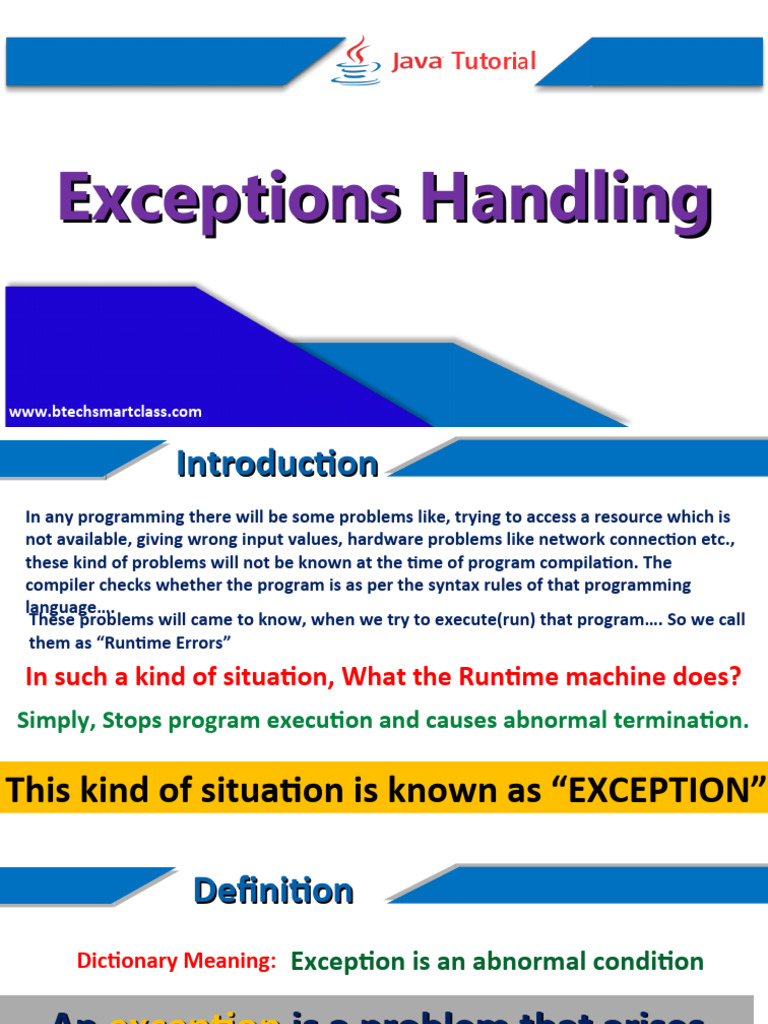 Java Exceptions | Download Free PDF | Computer Program | Programming Java Exceptions | Download Free PDF | Computer Program | Programming