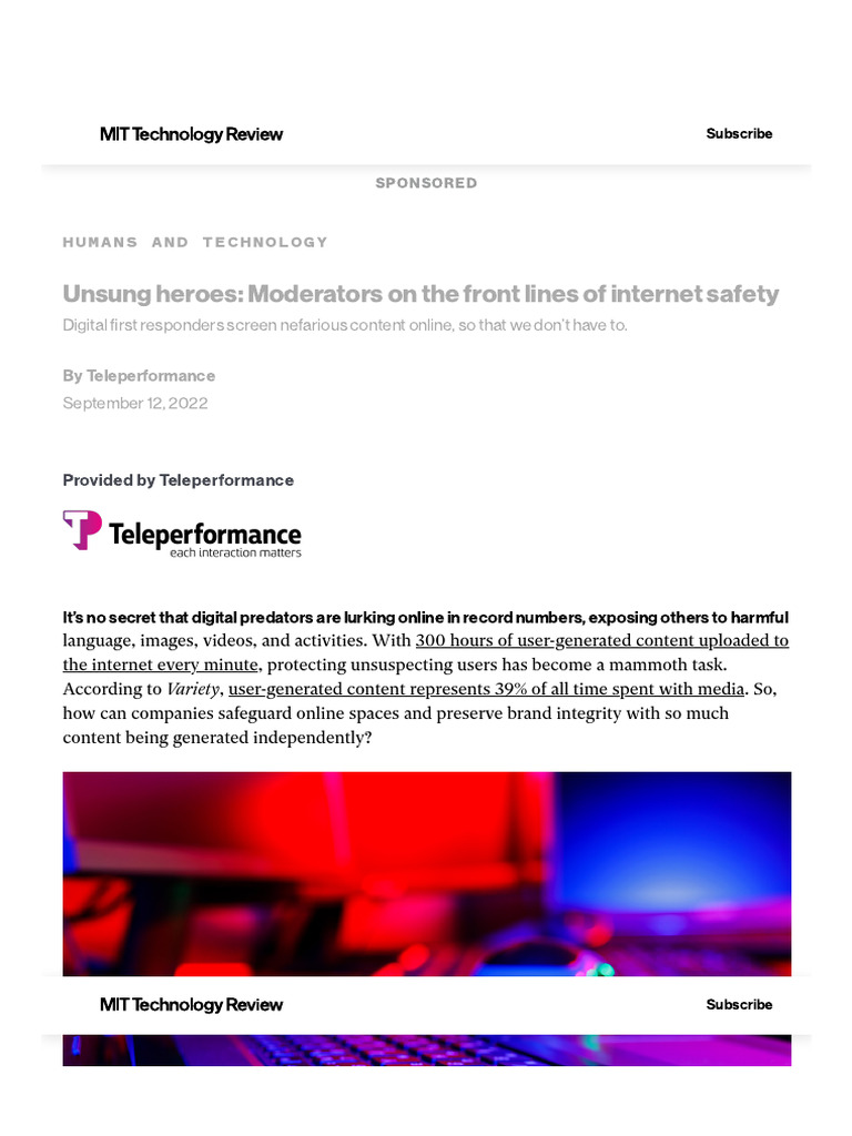 Unsung Heroes - Moderators On The Front Lines of Internet Safety - MIT ...