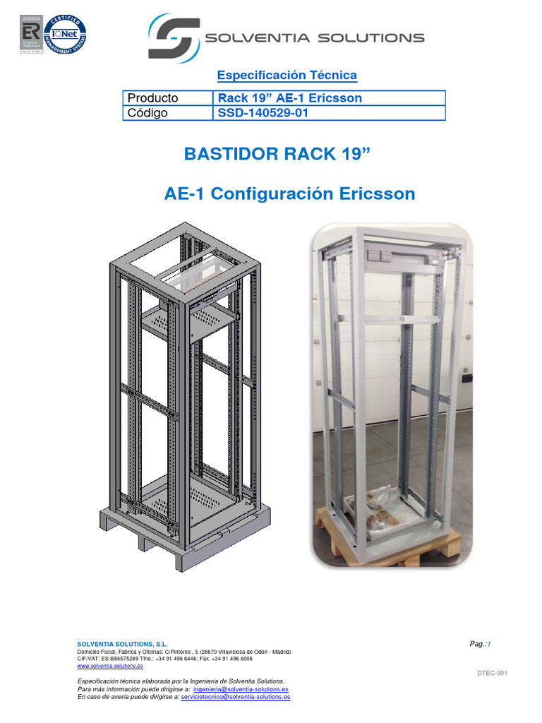 Rack 19" AE-1 Ericsson Specs | PDF