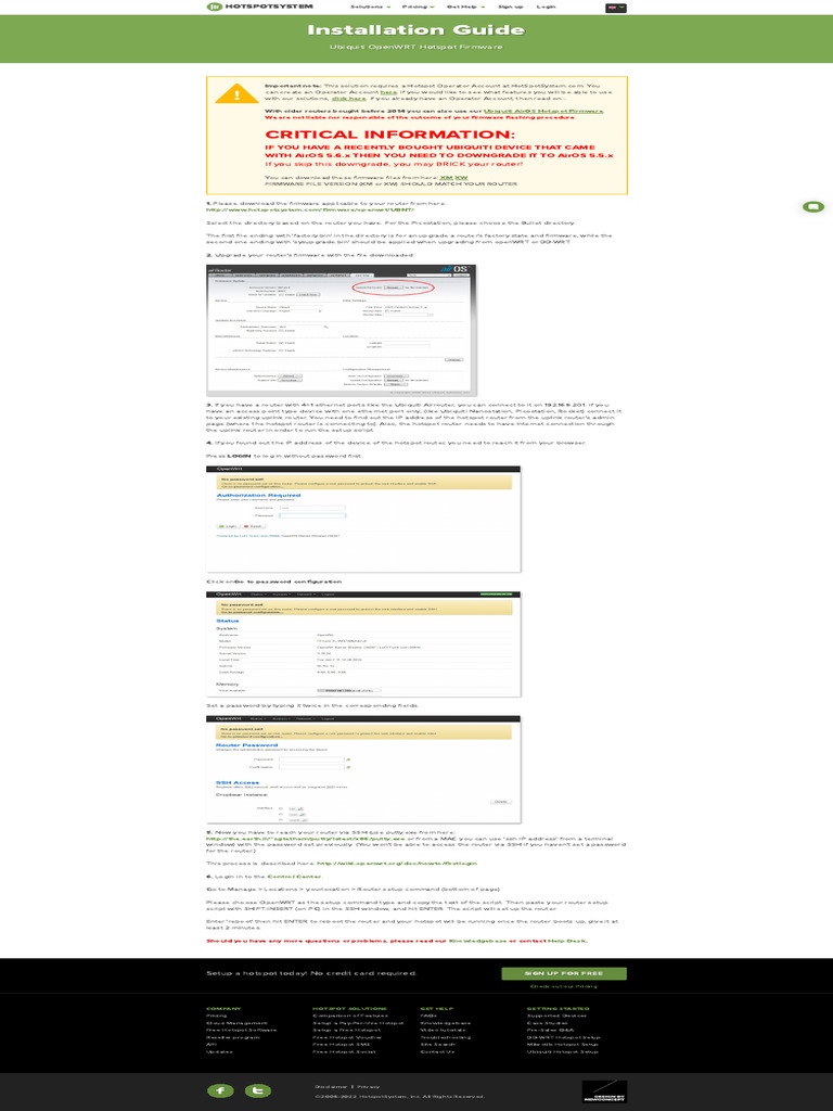 Ubiquiti Hotspot Setup | PDF | Router (Computing) | Booting