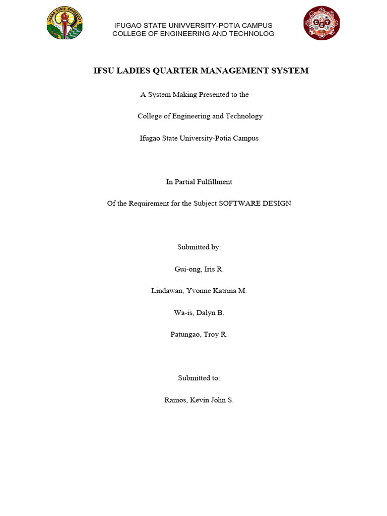 Ifsu Ladies Quarter Management System | PDF | Databases | Information