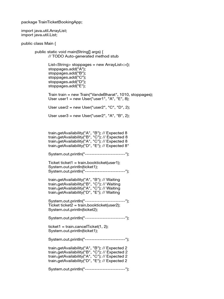 Java Train Booking System | PDF | Object Oriented Programming ...