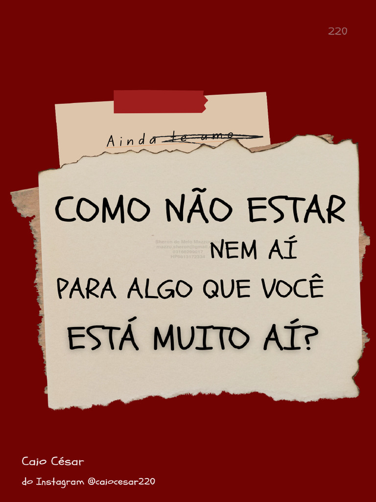Como Nao Estar Nem Ai para Algo Que Voce Esta Muito Ai | PDF | Amor ...