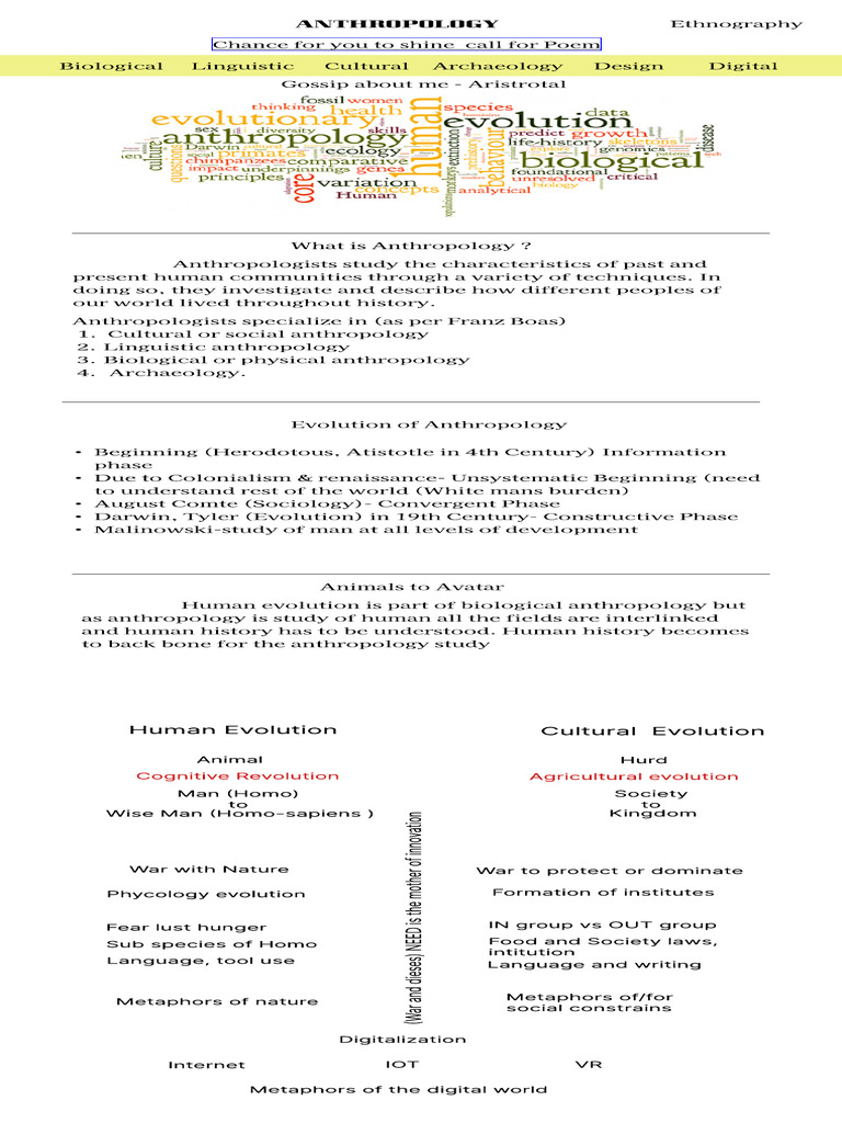 Anthropology Notes 5th Sem | PDF | Homo | Anthropology