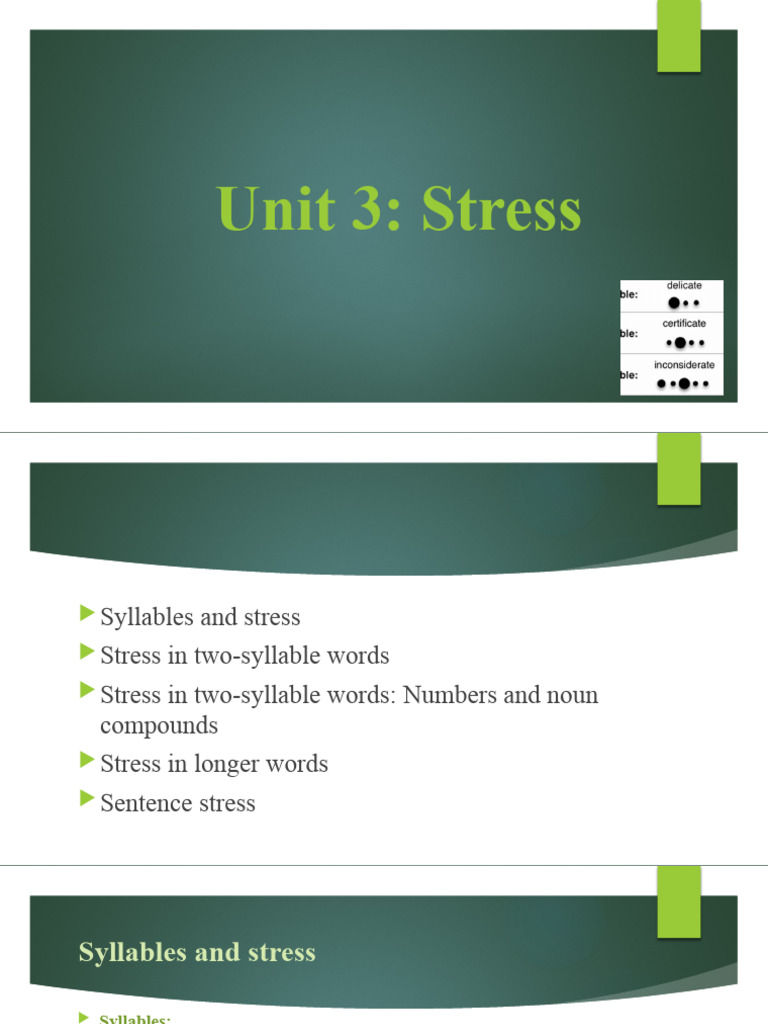 Slides Unit 3 2021 | PDF | Stress (Linguistics) | Verb