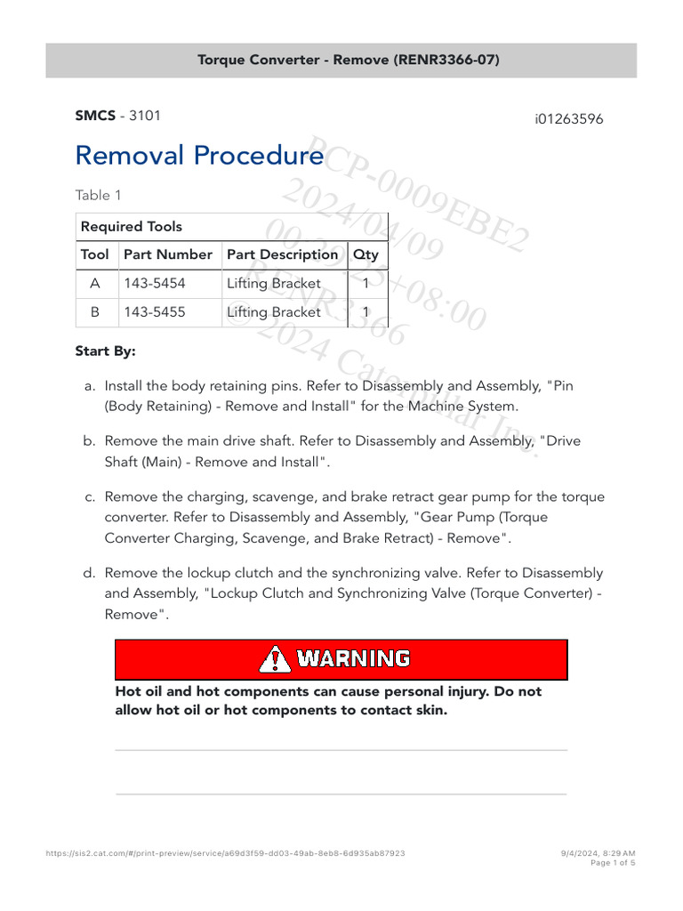 Remove Procedure | PDF | Pump | Clutch