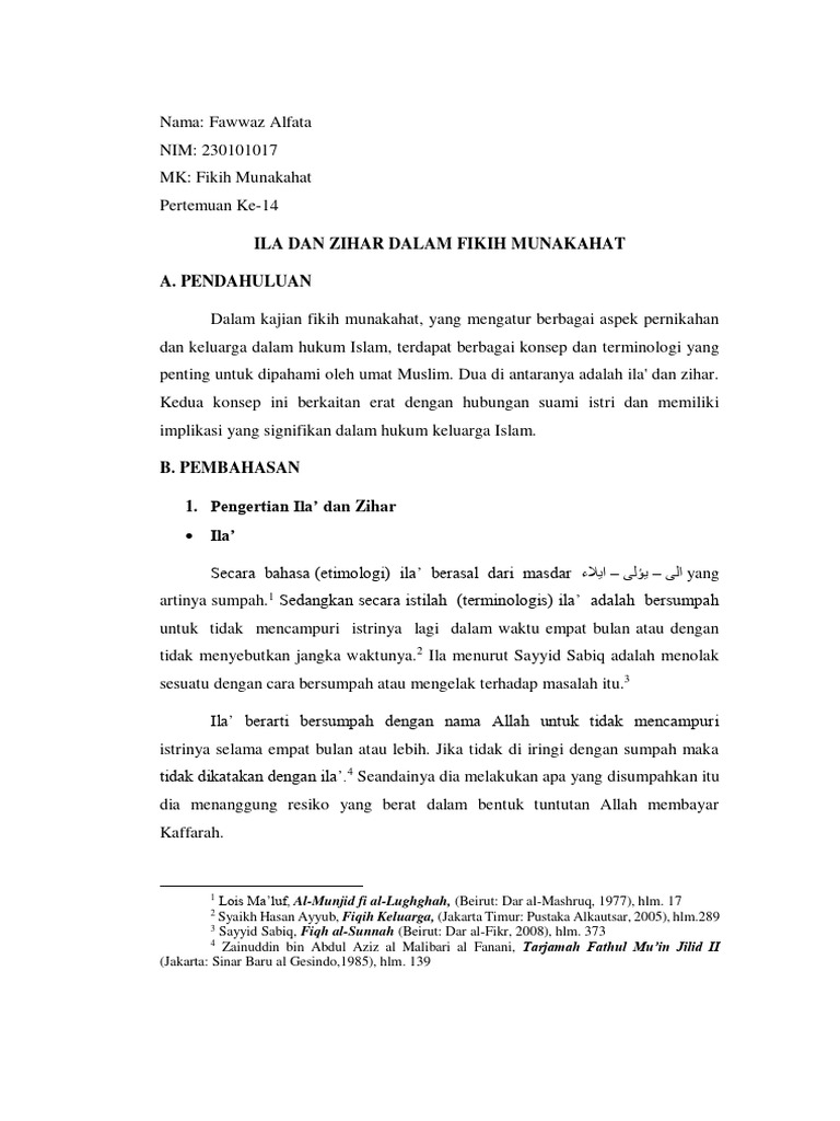 Ila' Dan Zihar Dalam Fikih Munakahat | PDF