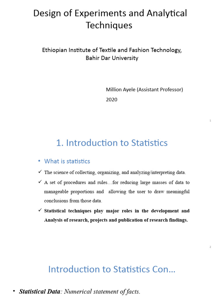 Revised Design of Experiments and Analytical Techniques | PDF ...