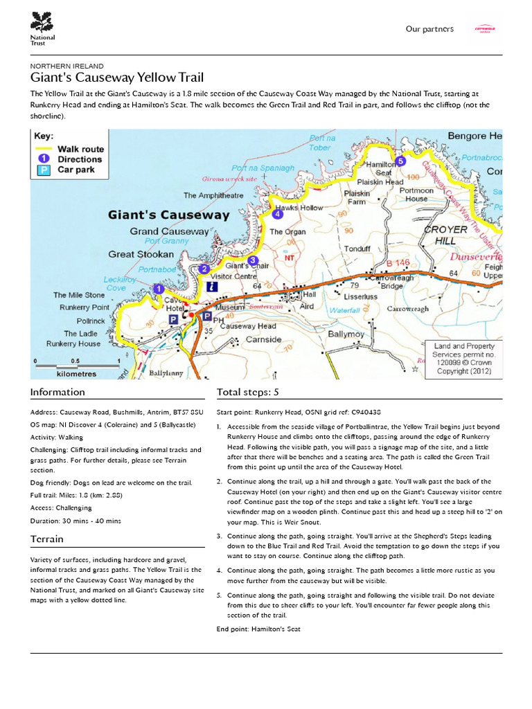 Giants Causeway Yellow Trail Walking | PDF | Trail