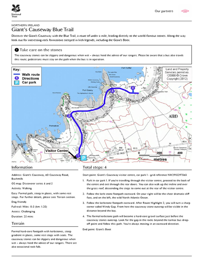 Giants Causeway Blue Trail Walking | PDF | Trail | Road Transport